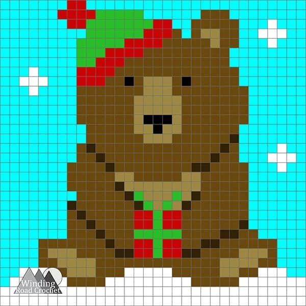 Big Brown Bear C2C Square Graph - Winding Road Crochet