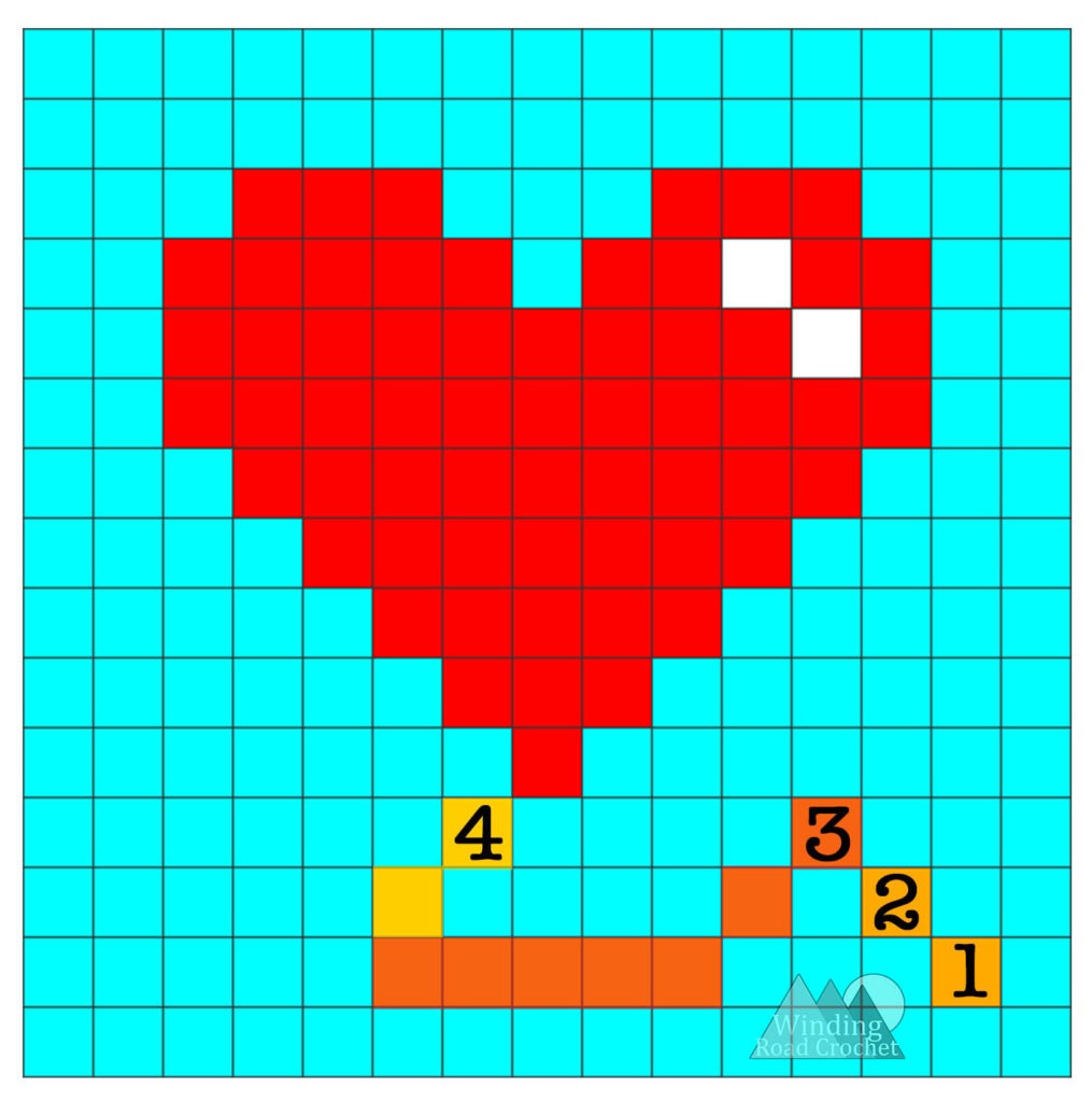 Heart Balloon C2C Graph - Winding Road Crochet
