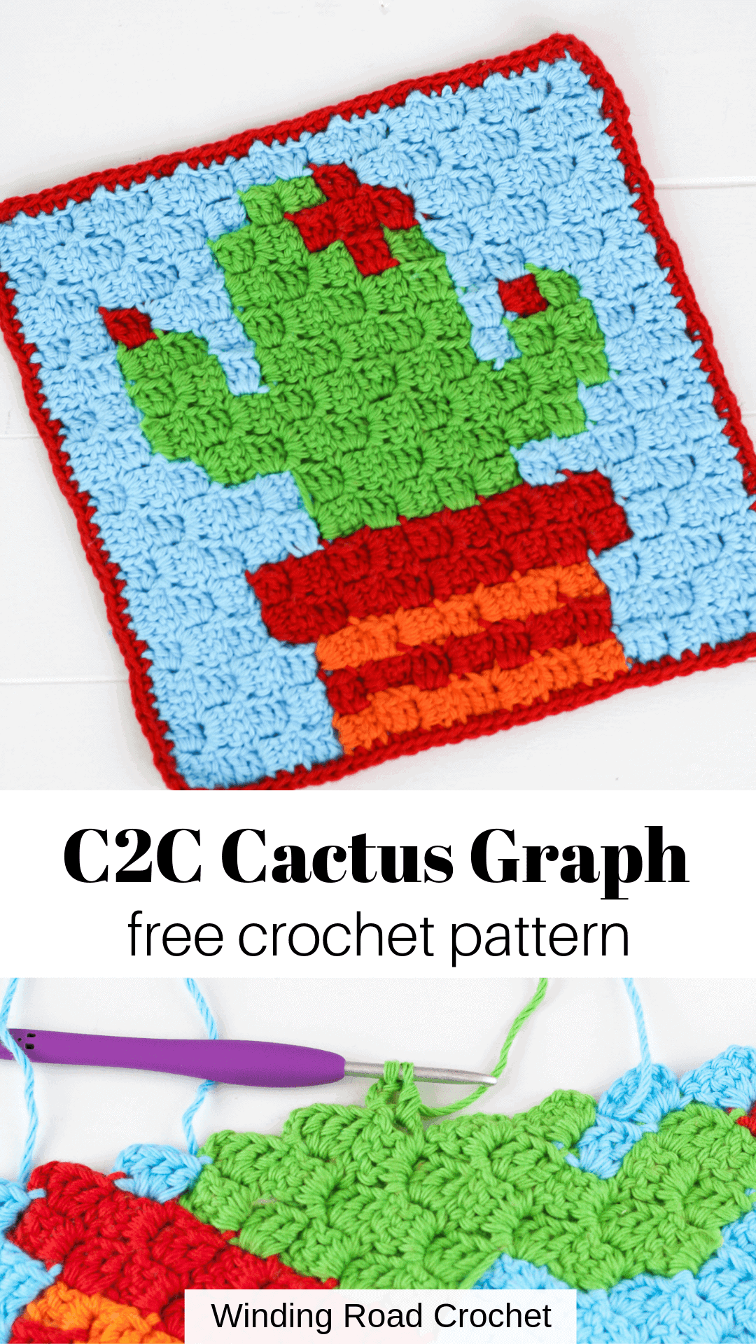 Cactus C2C Crochet Graph - Winding Road Crochet