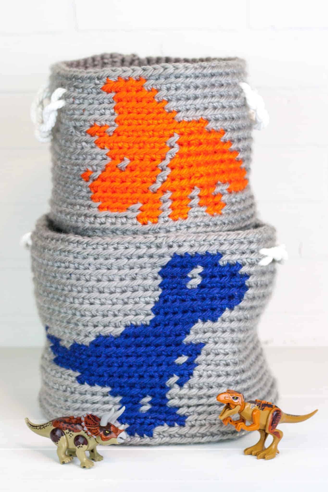 Crochet Dinosaur Basket: Raptor - Winding Road Crochet