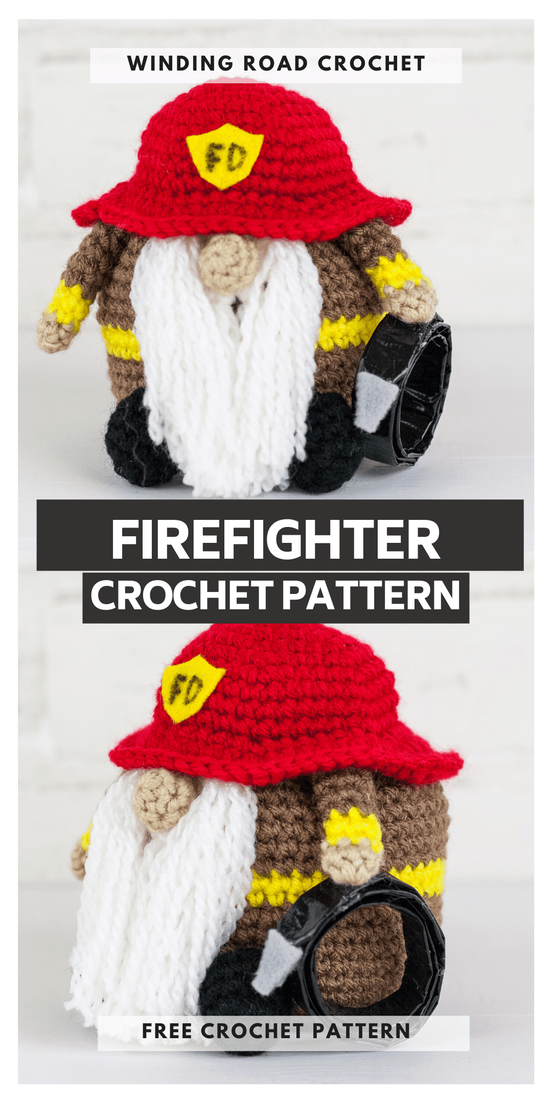 Crochet Firefighter Gnome Free Pattern - Winding Road Crochet