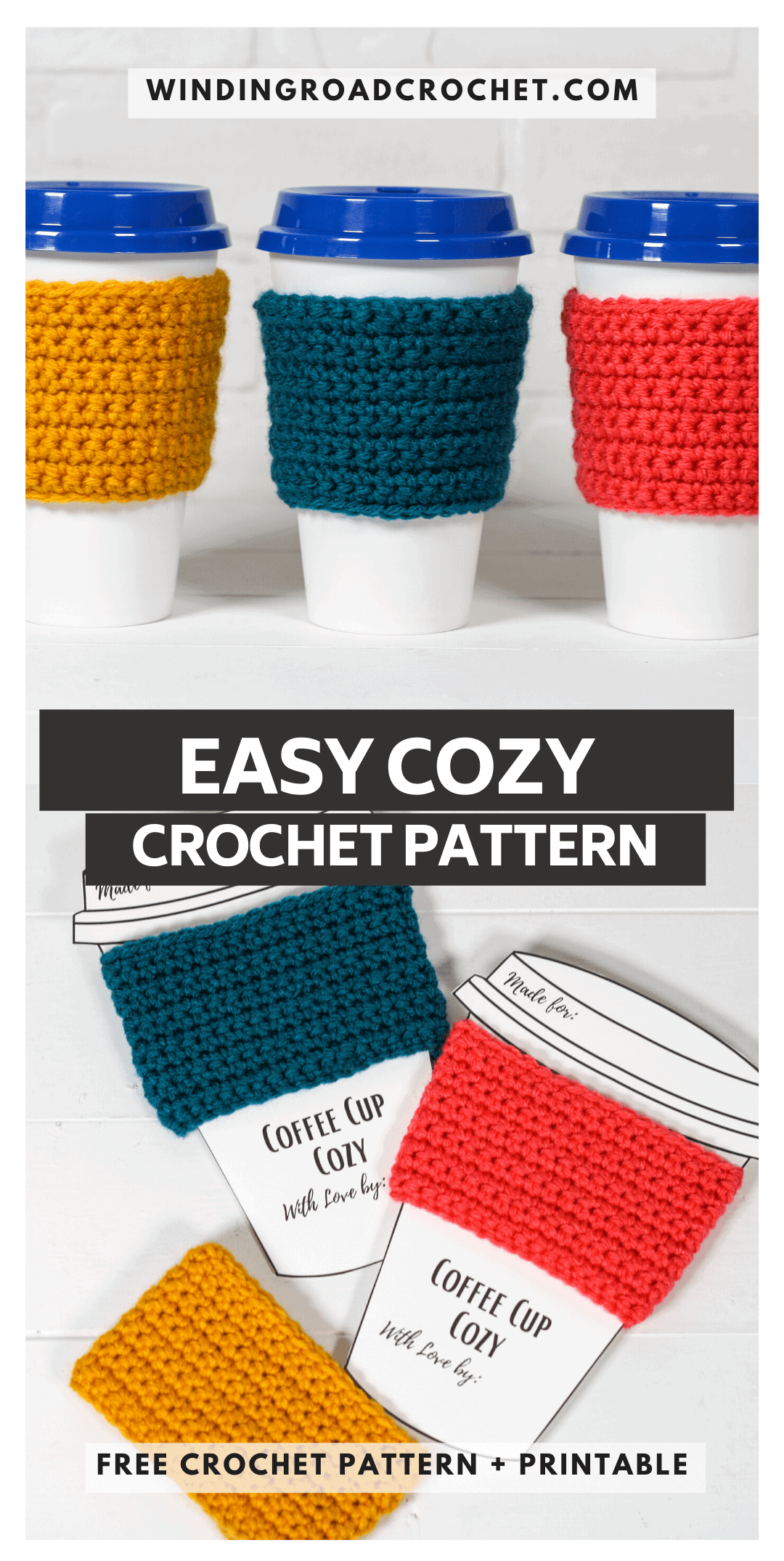 Beginner Crochet Coffee Cozy Pattern - Winding Road Crochet