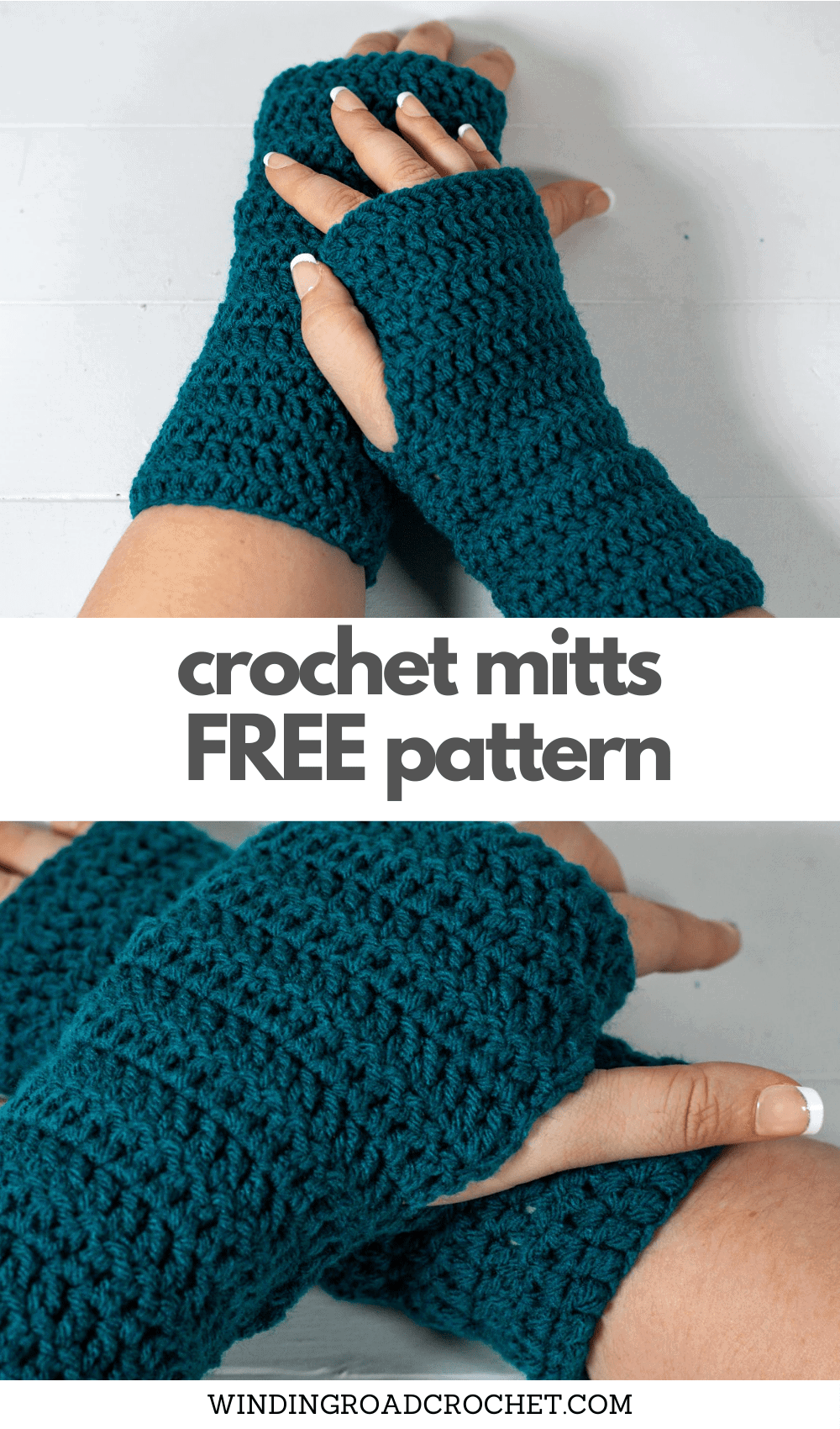 Beginner Crochet Fingerless Mitts Pattern - Winding Road Crochet