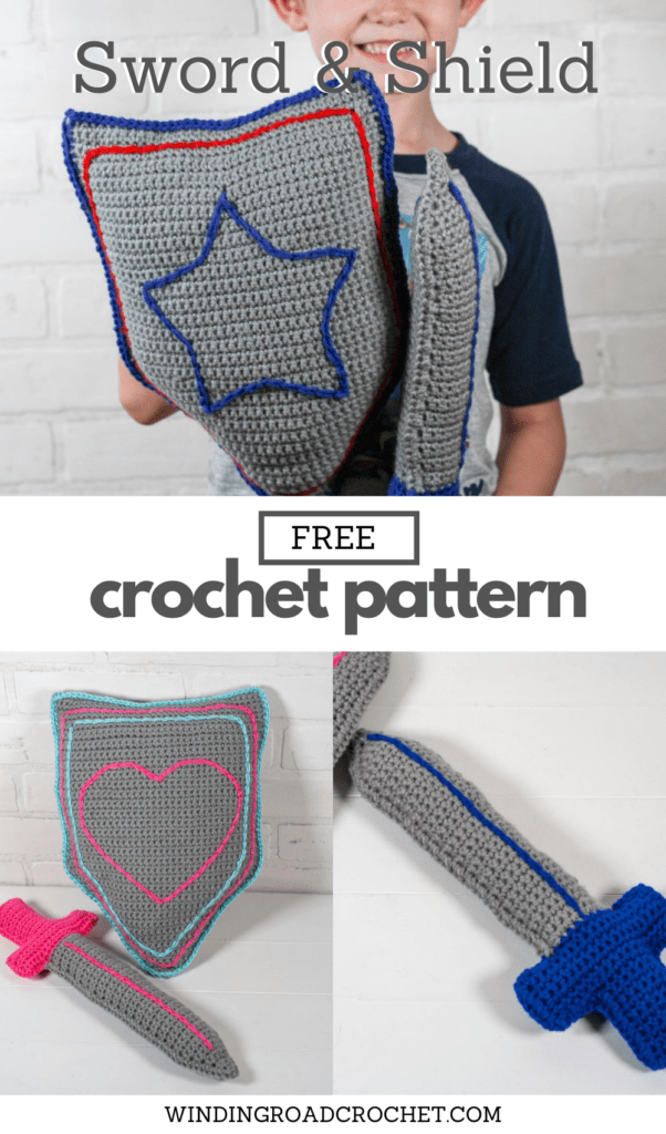 Crochet Sword and Shield Exciting Free Pattern - Winding Road Crochet