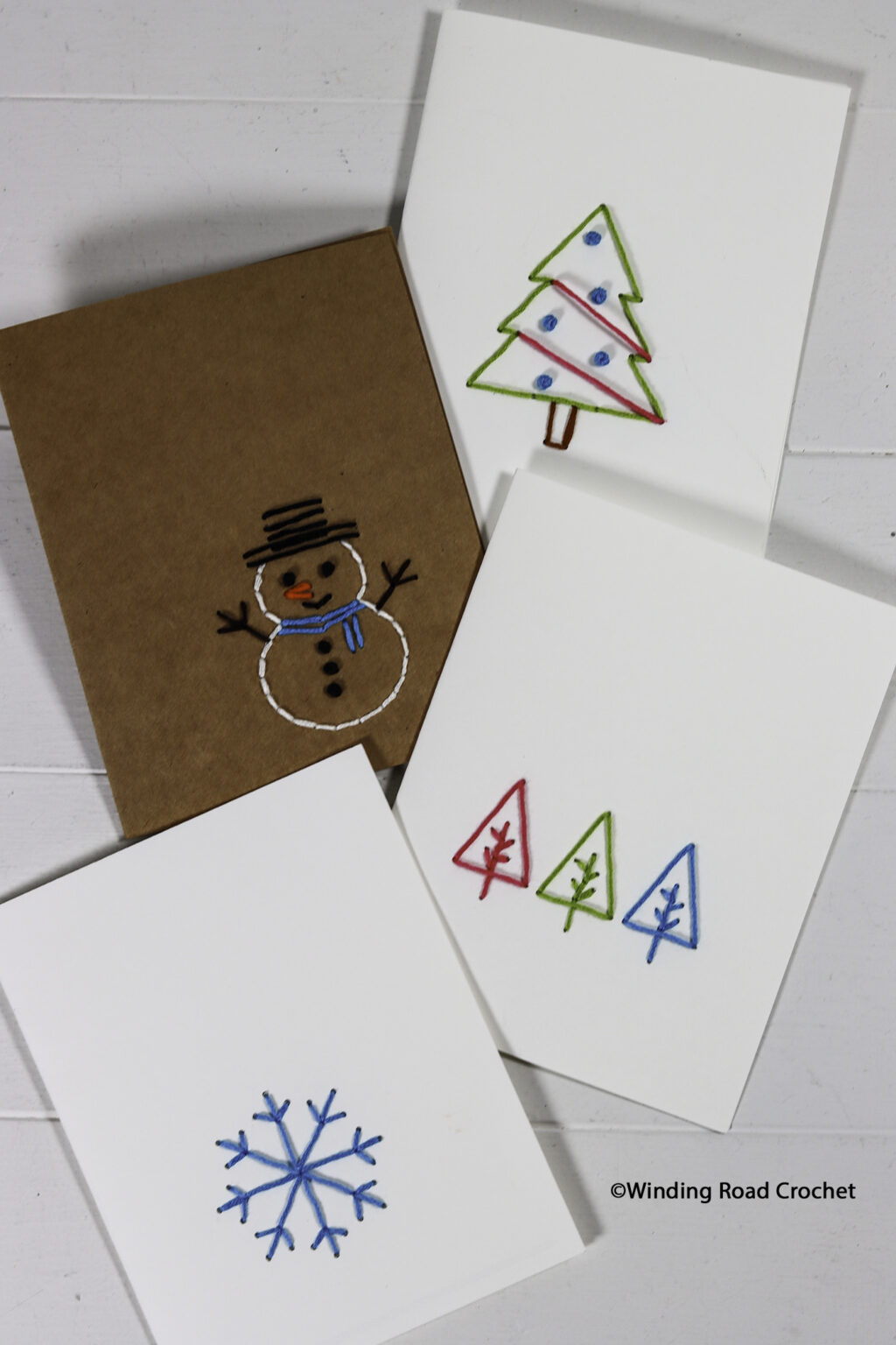 Embroidered Christmas Cards with Easy Printable Template - Winding Road ...