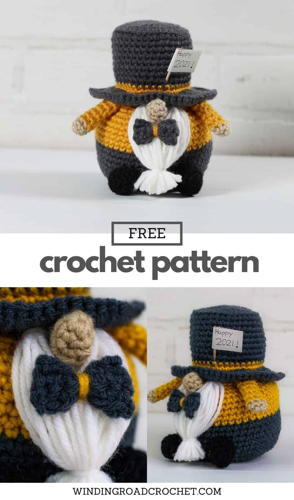 New Year's Gnome Free Crochet Pattern - Winding Road Crochet