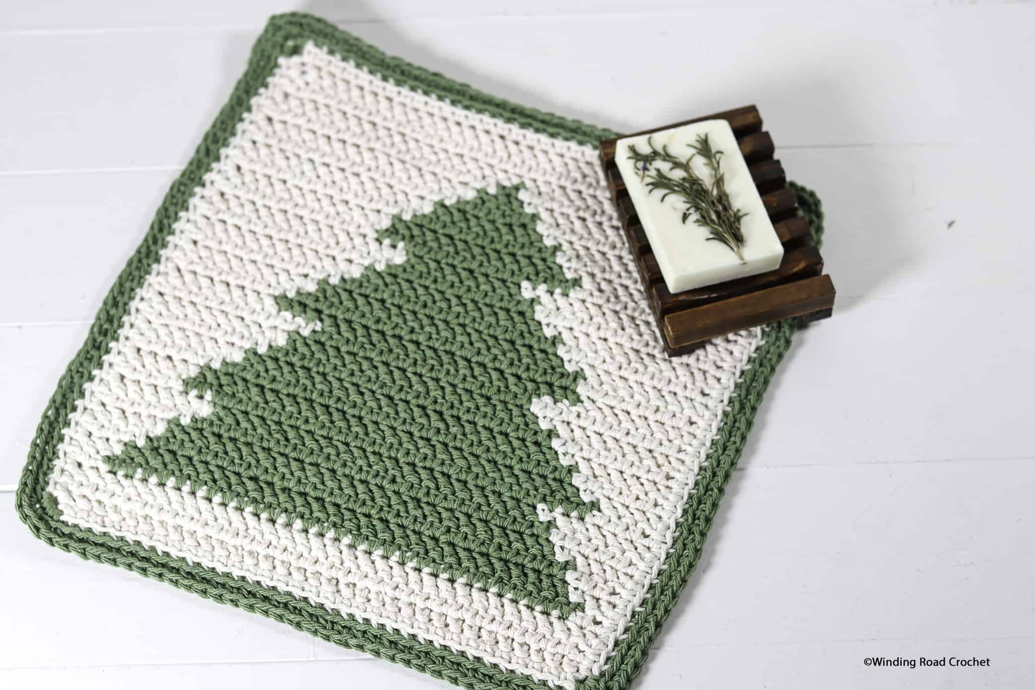 Evergreen Crochet Washcloth Simple Free Pattern - Winding Road Crochet