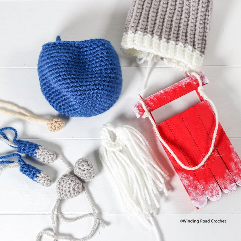 Crochet Sledding Gnome Easy Free Pattern - Winding Road Crochet