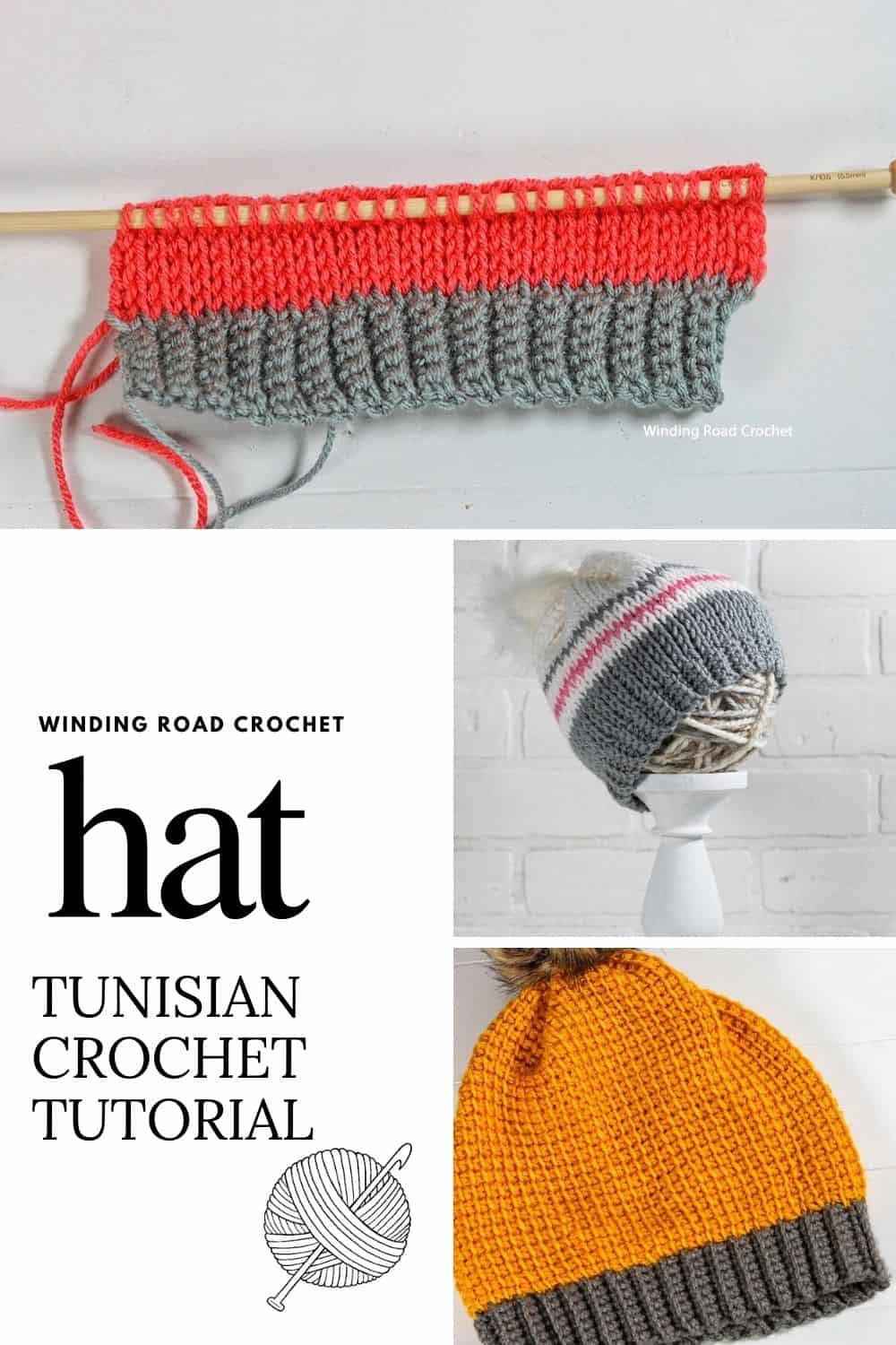 Tunisian Crochet Hat Free Beginner Pattern - Winding Road Crochet