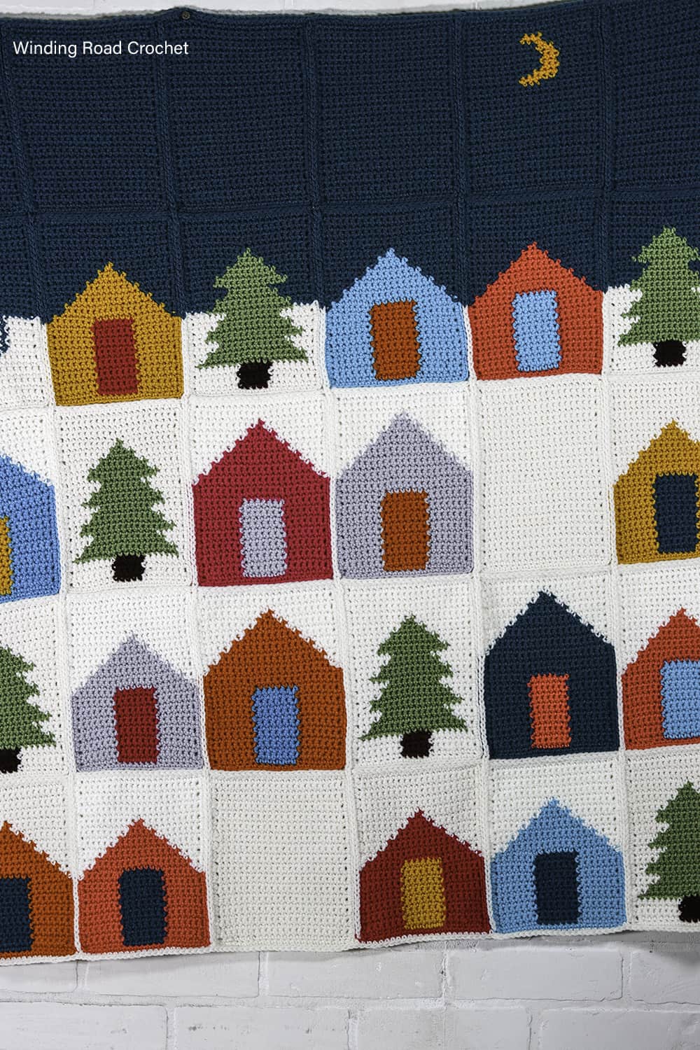 Crochet Afghan Winter Village Afghan Free Pattern - Winding Road Crochet