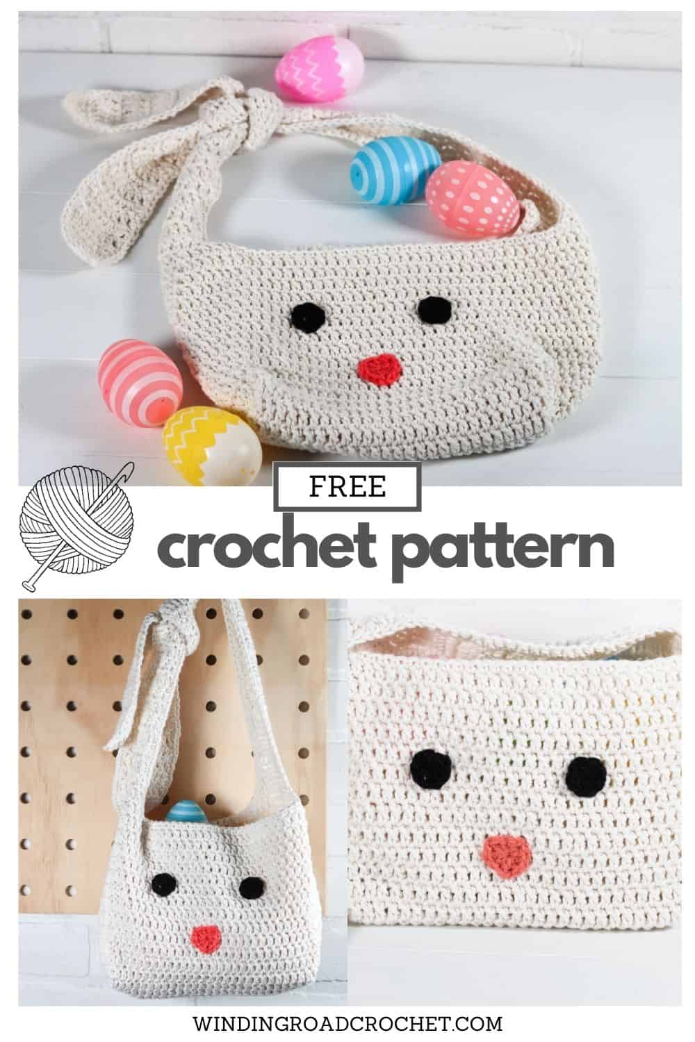Crochet Bunny Bag Happy Spring Free Crochet Pattern - Winding Road Crochet