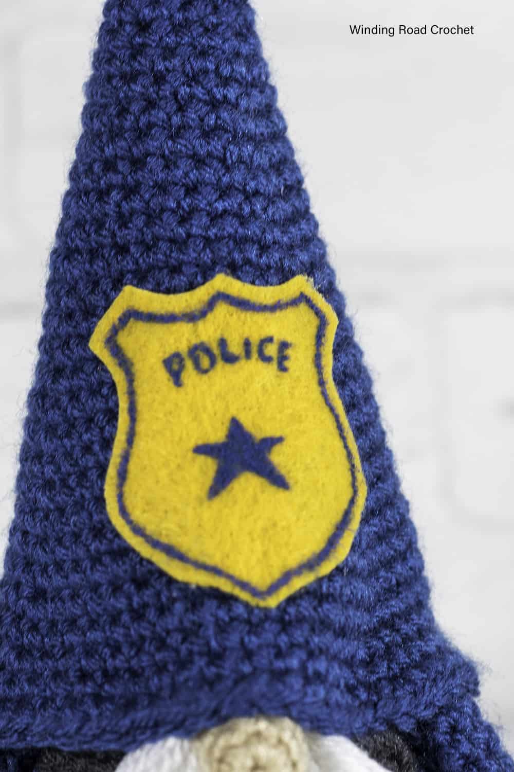 Crochet Police Gnome Free Crochet Pattern - Winding Road Crochet