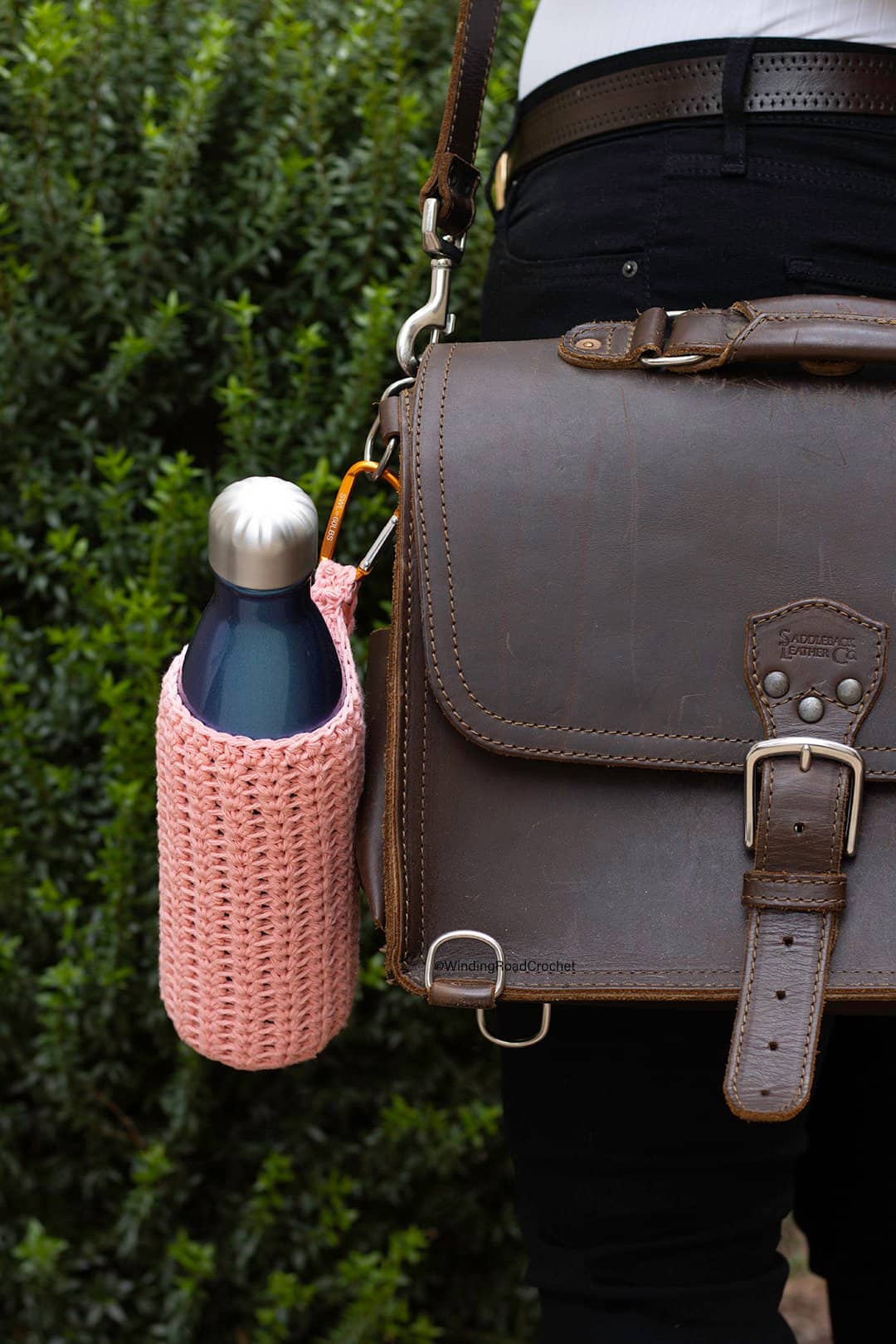Easy Crochet Water Bottle Holder Pattern with Video Tutorial - Winding ...