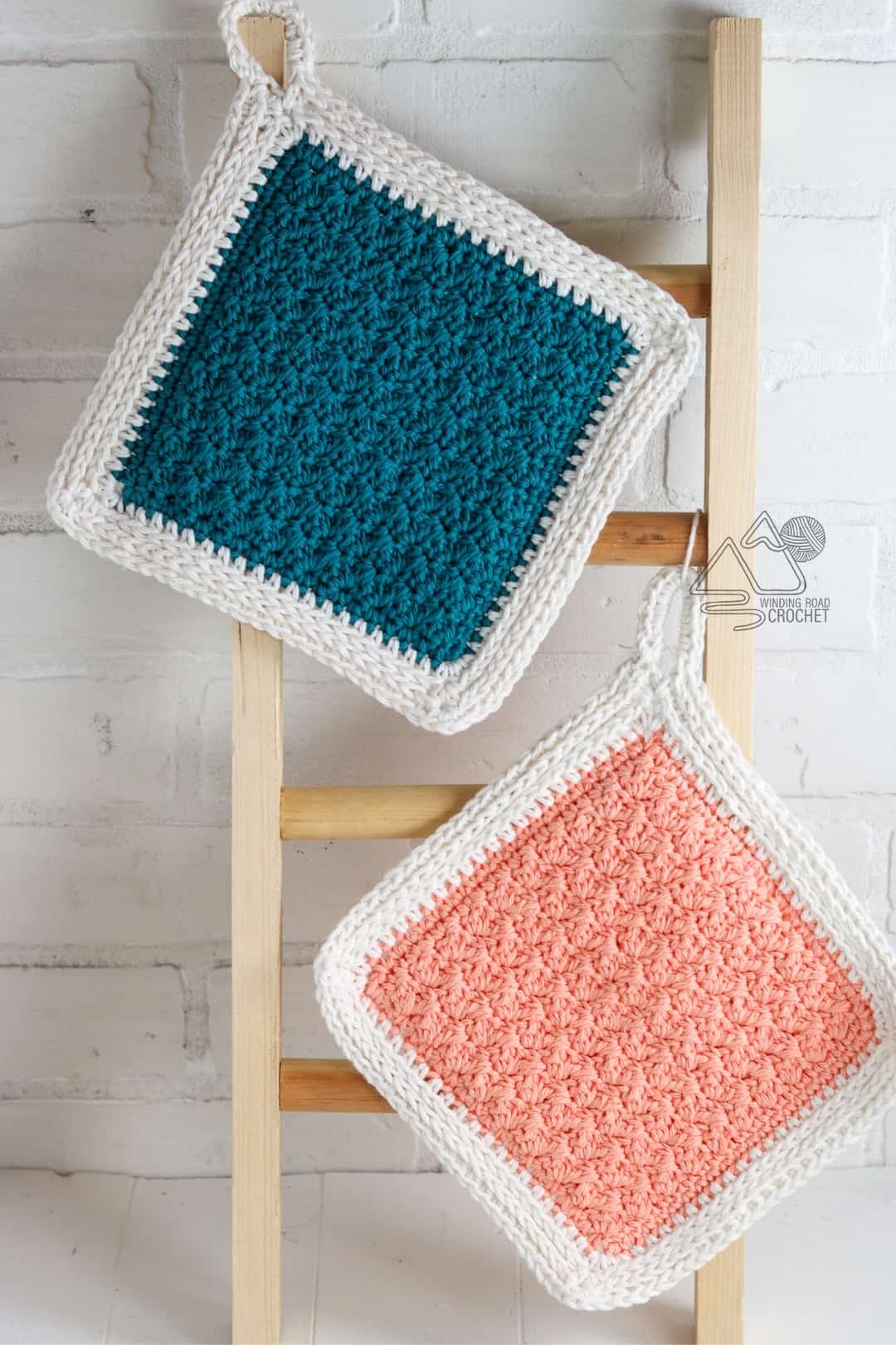 Textured Crochet Potholder Free Pattern and Video - Winding Road Crochet
