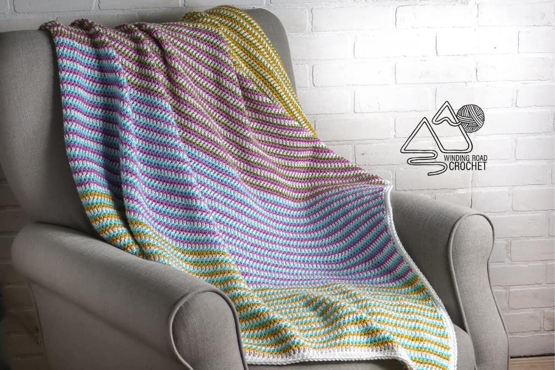 Crochet Striped Afghan Free Pattern with Video Tutorial - Winding Road ...