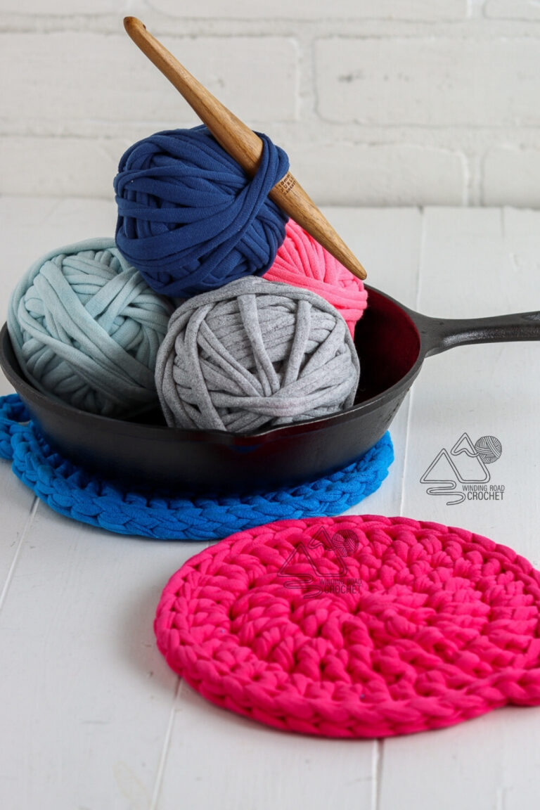 Crochet T-shirt Trivet Free Pattern and Video Tutorial - Winding Road ...