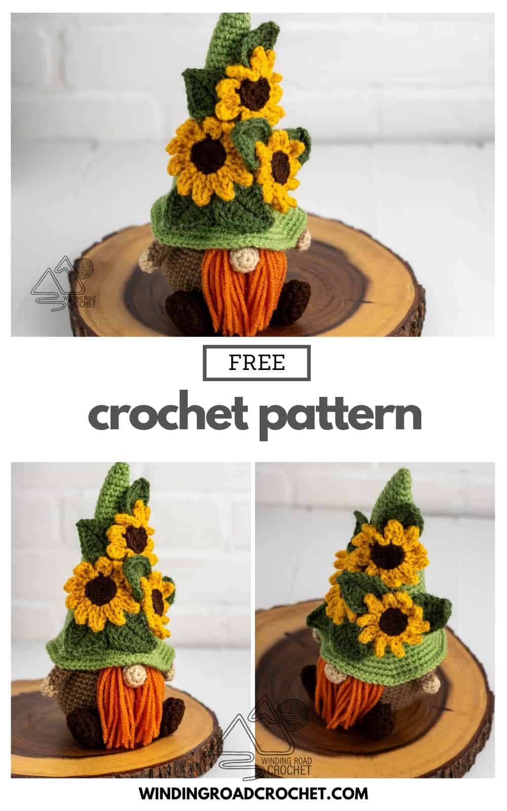 Crochet Sunflower Gnome Free Crochet Pattern - Winding Road Crochet