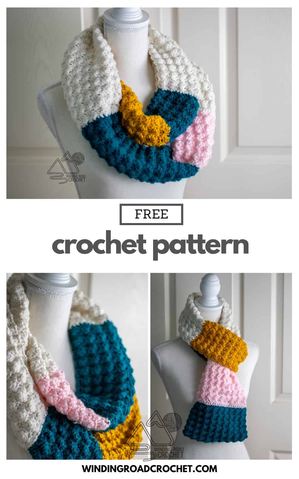 Crochet Leftover Yarn Scarf Free Pattern and Video Tutorial - Winding ...