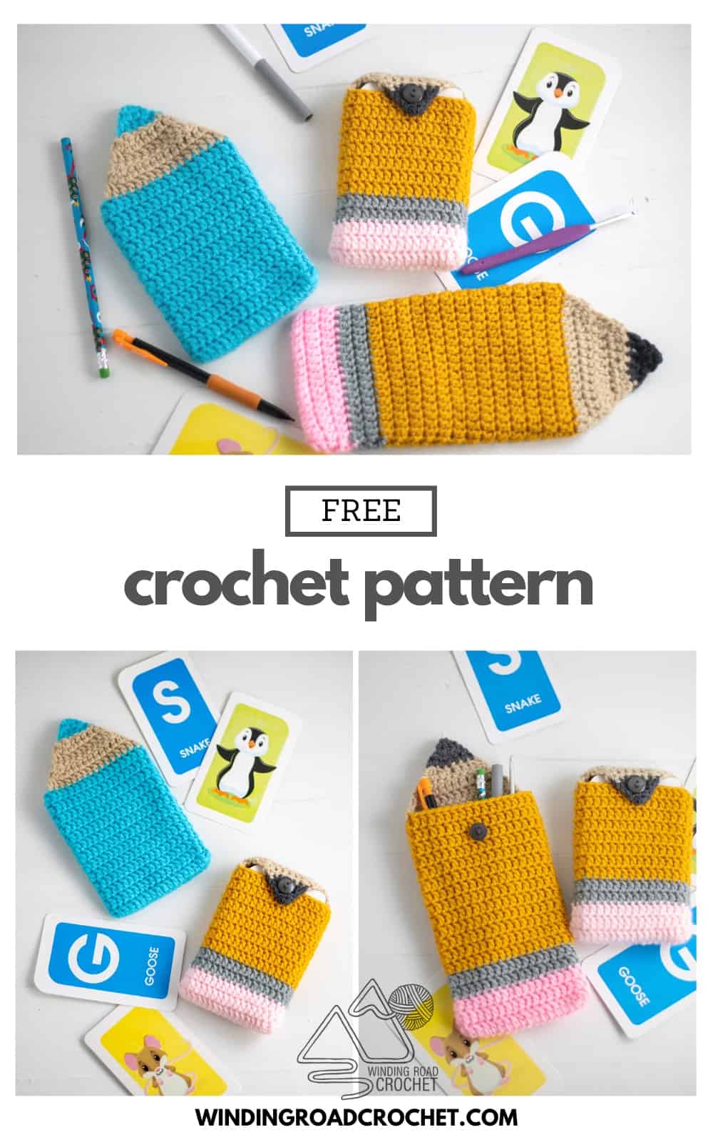 Crochet Pencil Pouch Free Pattern and Video Tutorial - Winding Road Crochet