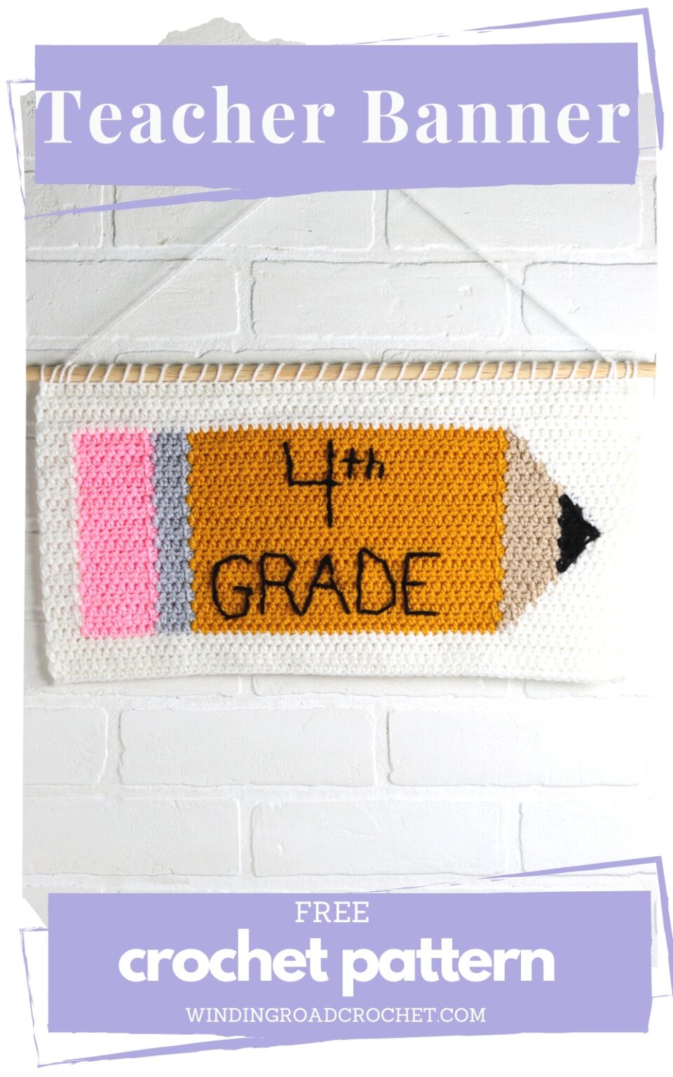 Crochet Pencil Banner Free Crochet Pattern - Winding Road Crochet