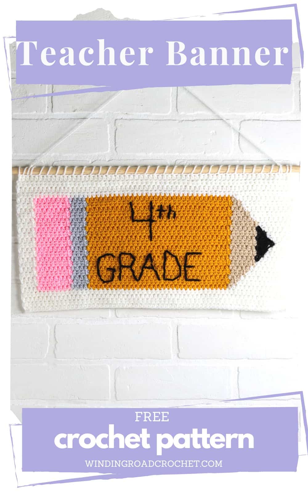 Crochet Pencil Banner Free Crochet Pattern - Winding Road Crochet
