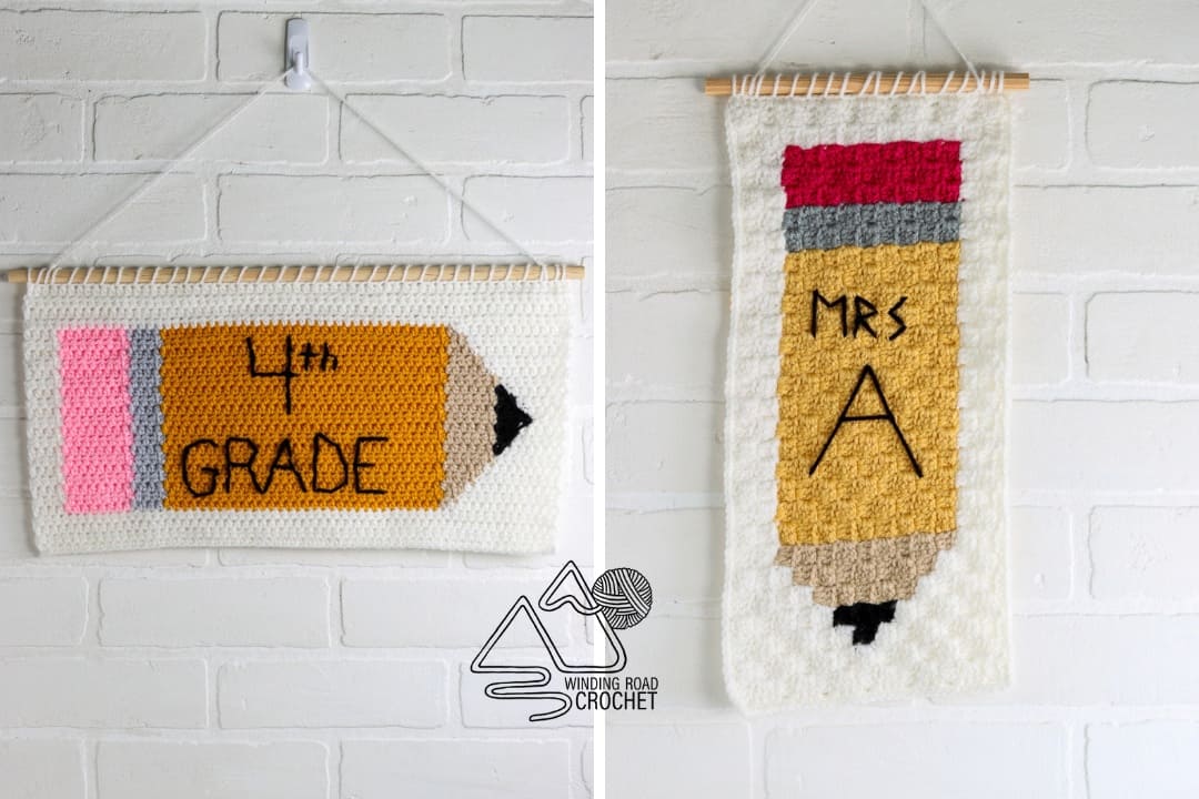 Crochet Pencil Banner Free Crochet Pattern - Winding Road Crochet