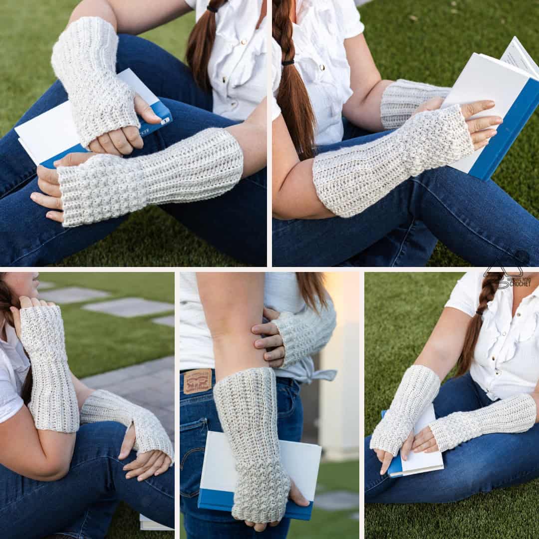How to Crochet Elbow-Length Crochet Wrist Warmers - Winding Road Crochet
