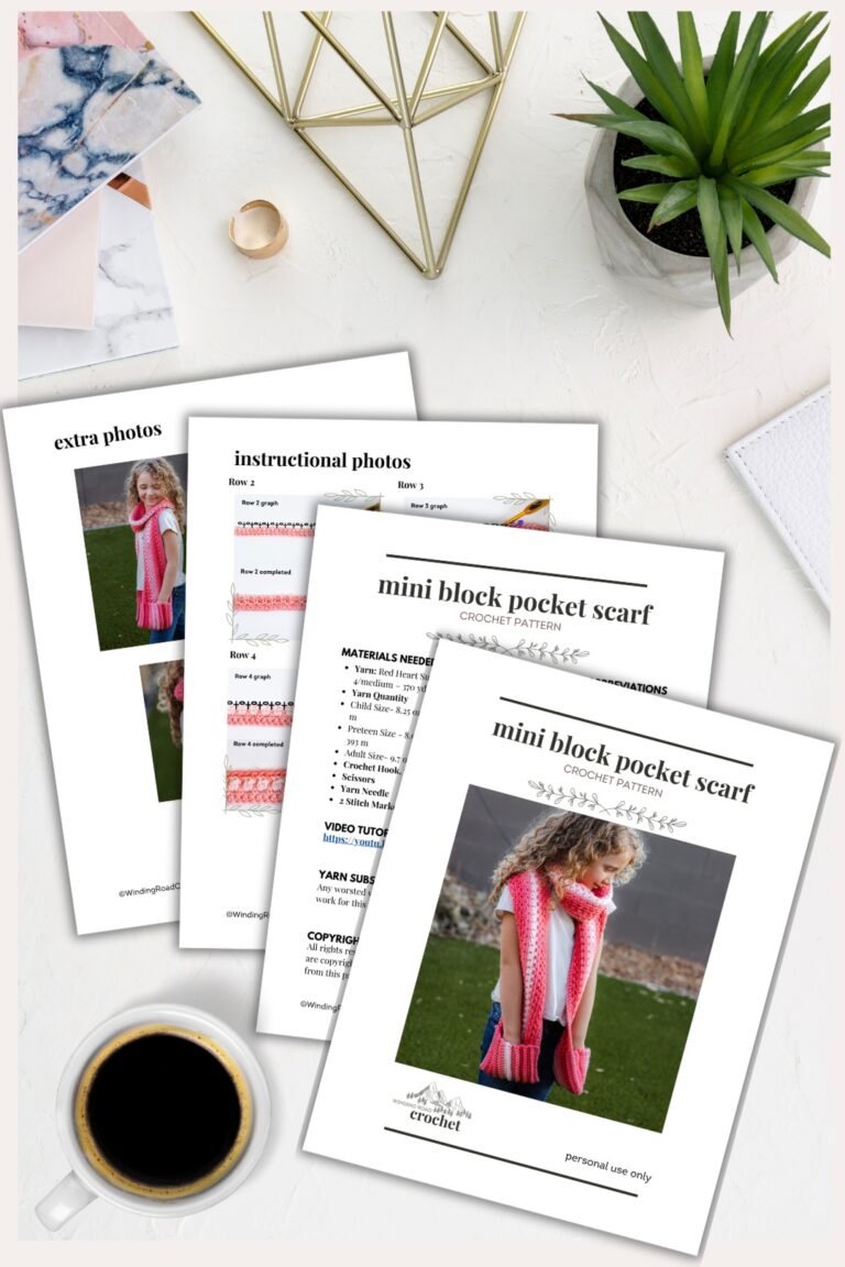 Crochet Pocket Scarf: Mini Block Pattern - Winding Road Crochet