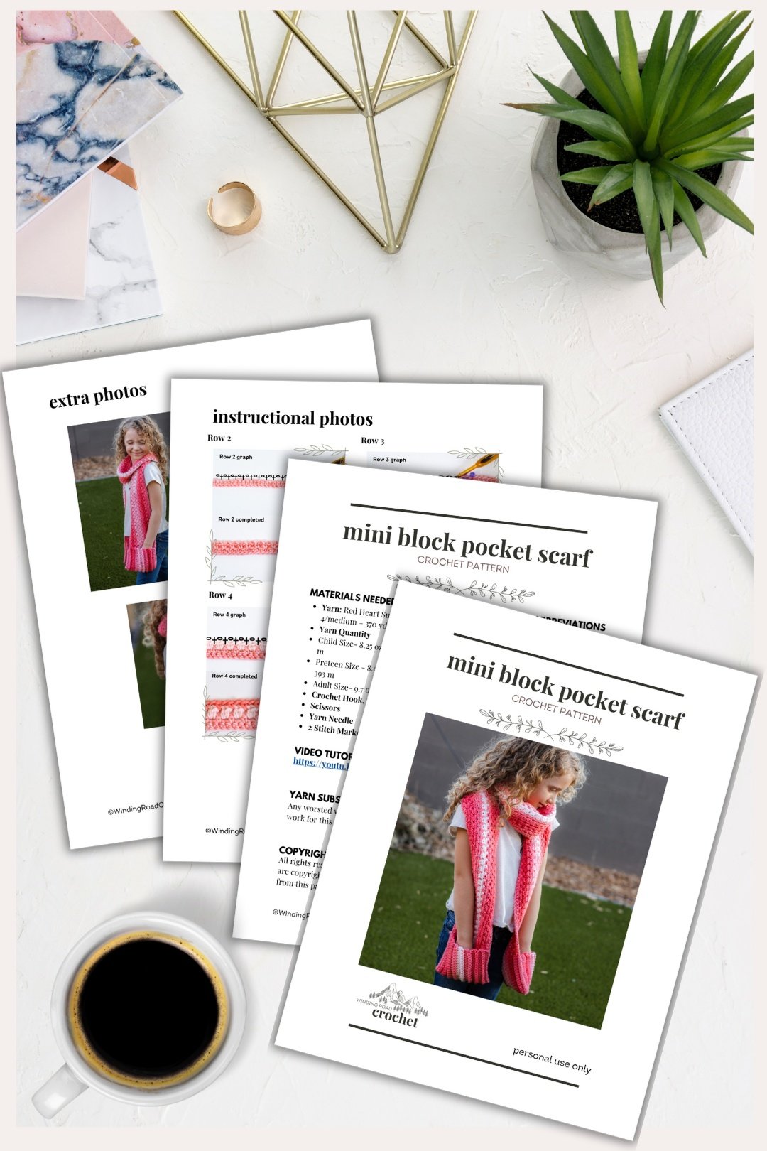 Crochet Pocket Scarf: Mini Block Pattern - Winding Road Crochet