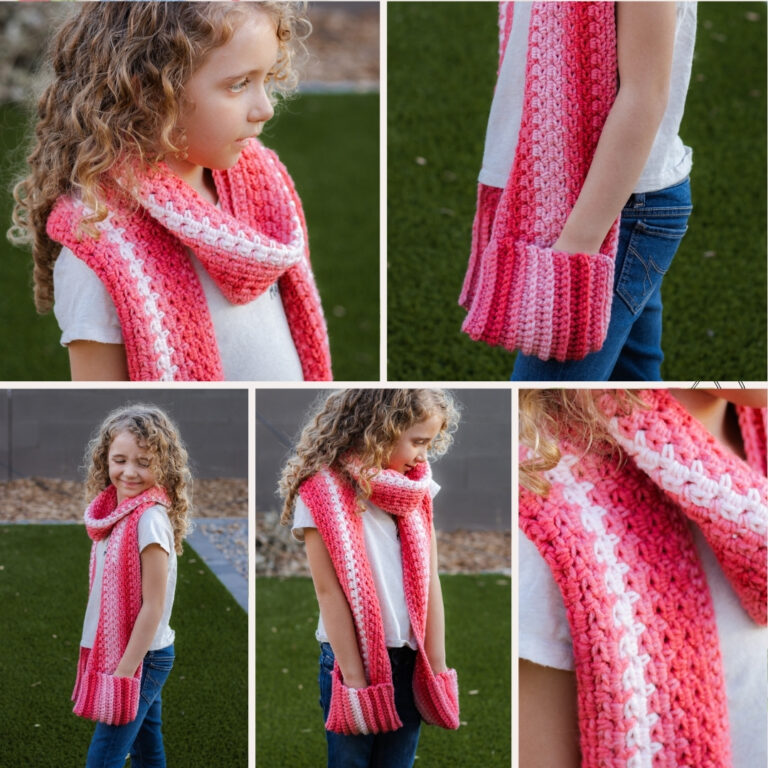 Crochet Pocket Scarf: Mini Block Pattern - Winding Road Crochet
