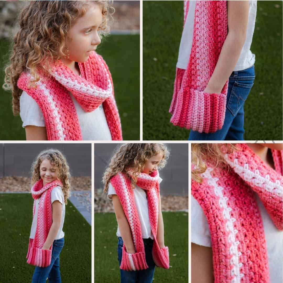 Crochet Pocket Scarf: Mini Block Pattern - Winding Road Crochet